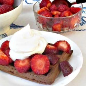 Chocolate Waffles with Strawberries - Inhabited Kitchen